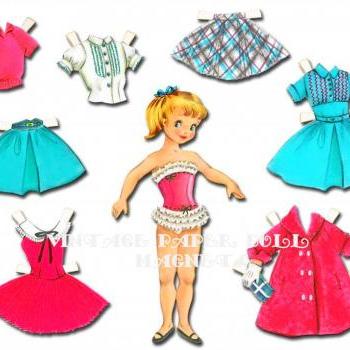 Vintage Paper Doll Magnets In Tin on Luulla